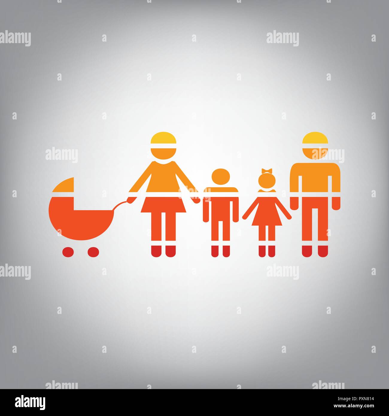 Family sign illustration. Vector. Horizontally sliced icon with colors ...