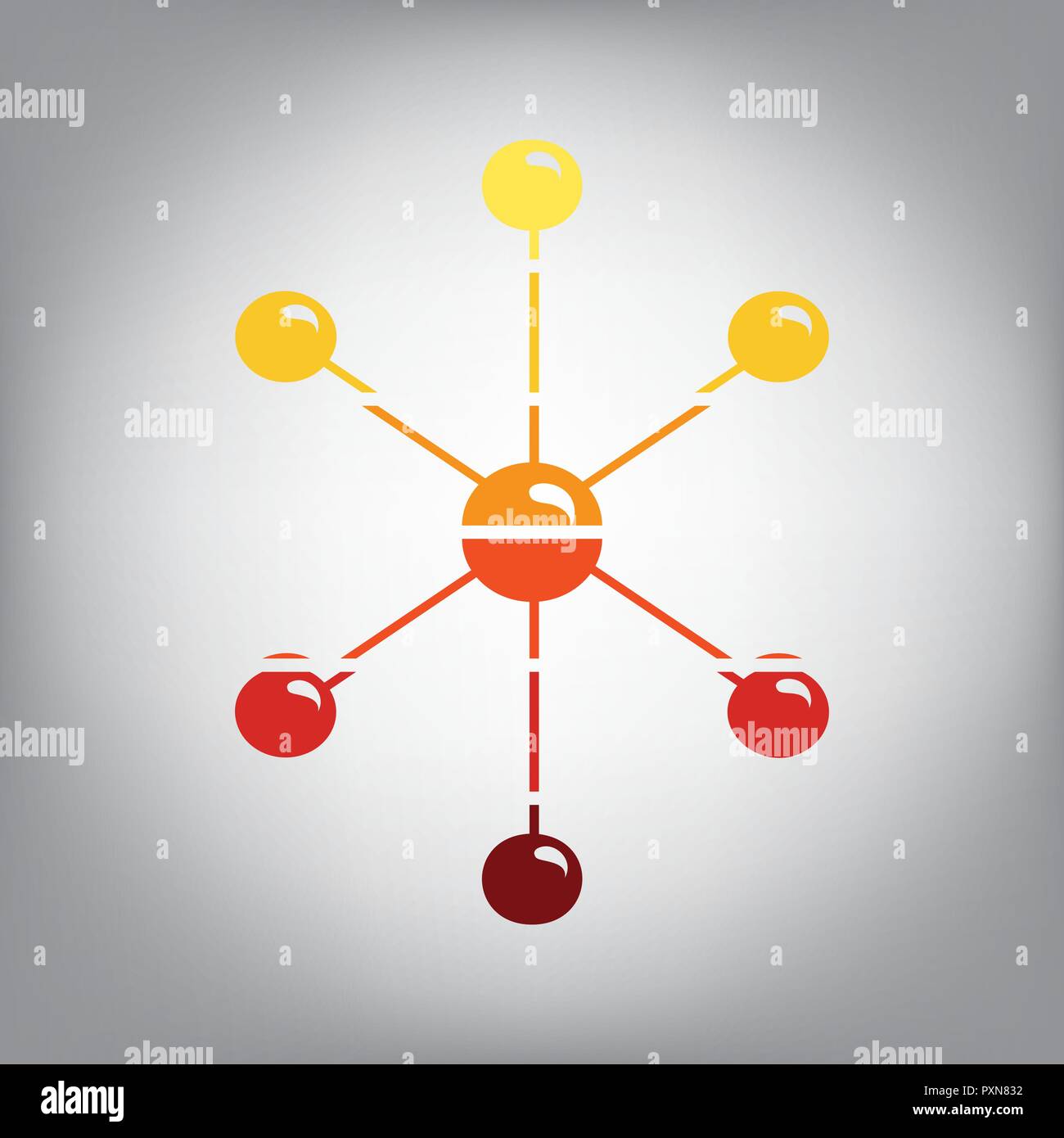 Molecule sign illustration. Vector. Horizontally sliced icon with ...