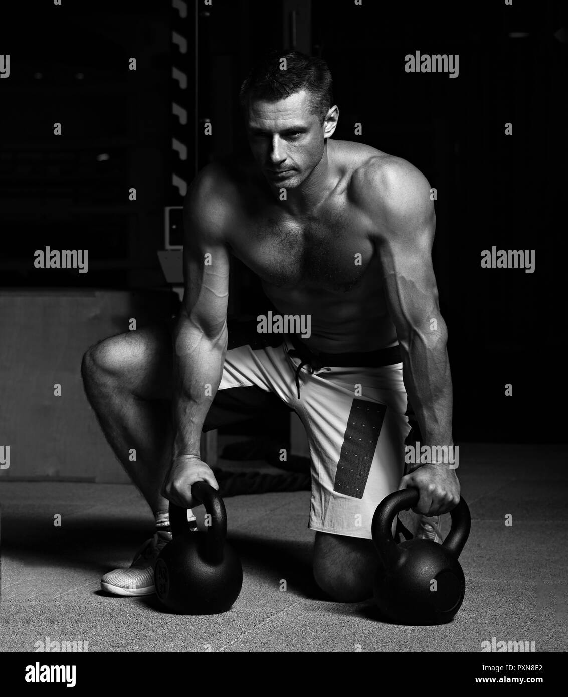 Deadlift man gym Black and White Stock Photos & Images - Alamy