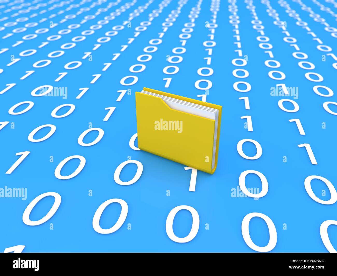 Folder with files on the background of digital data. 3d rendering ...