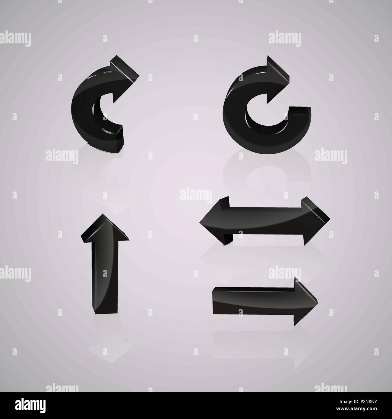 Set of black arrows. Threedimensional. Vector illustration. The ...