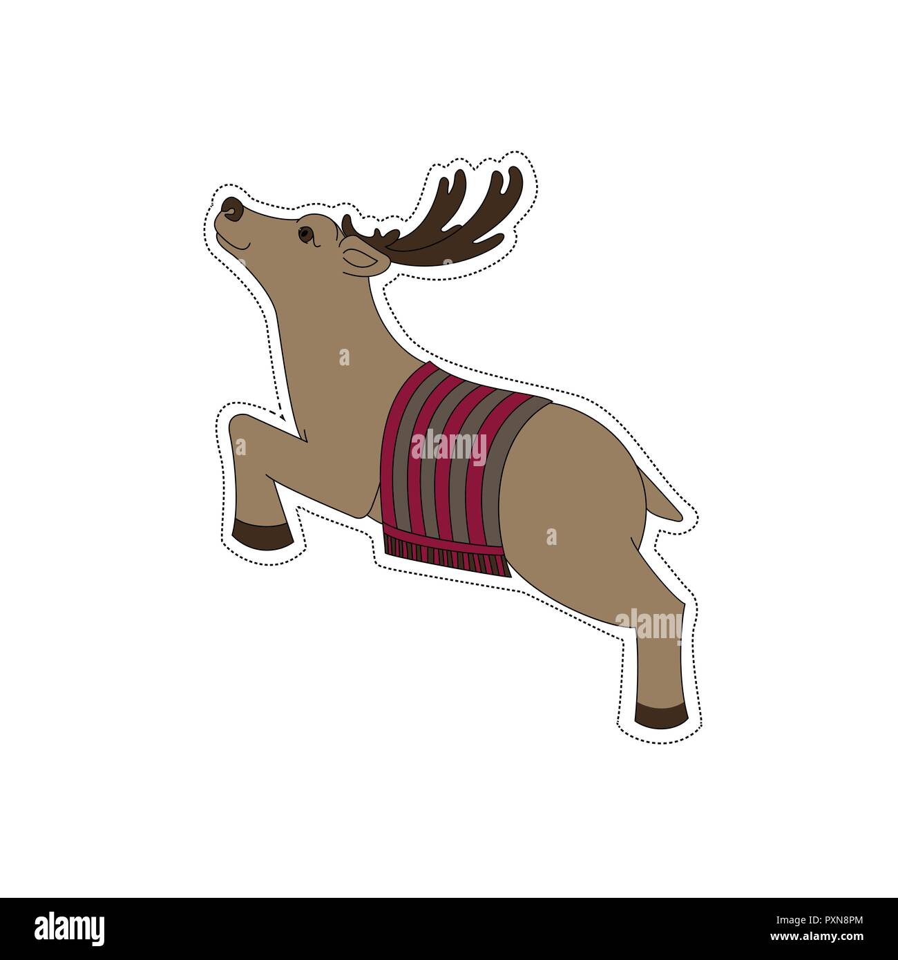 Christmas reindeer. Sticker for the New Year. Vector illustration Stock ...