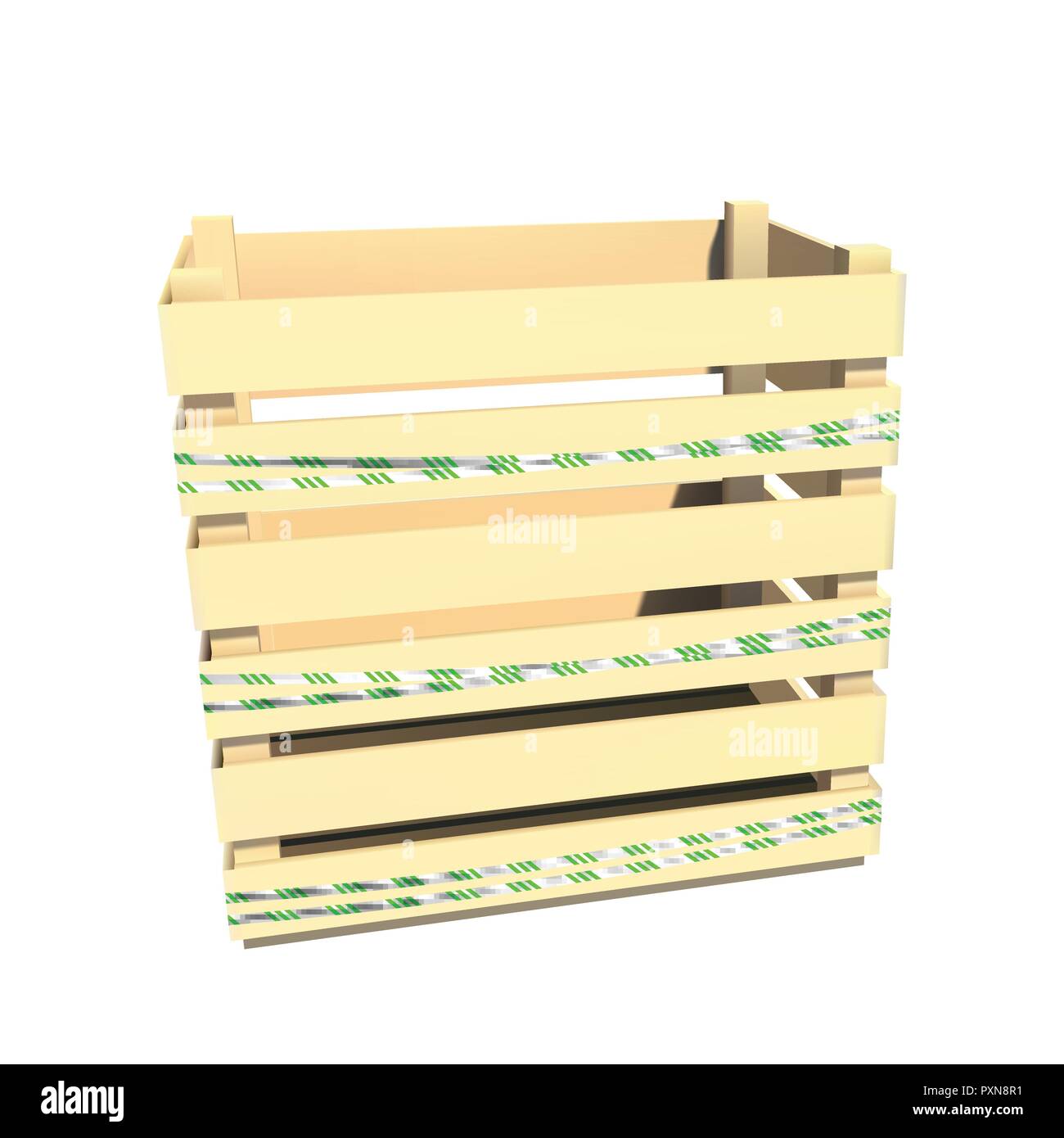 Safety and first aid. Caution tape. Wooden container. Box for storage ...
