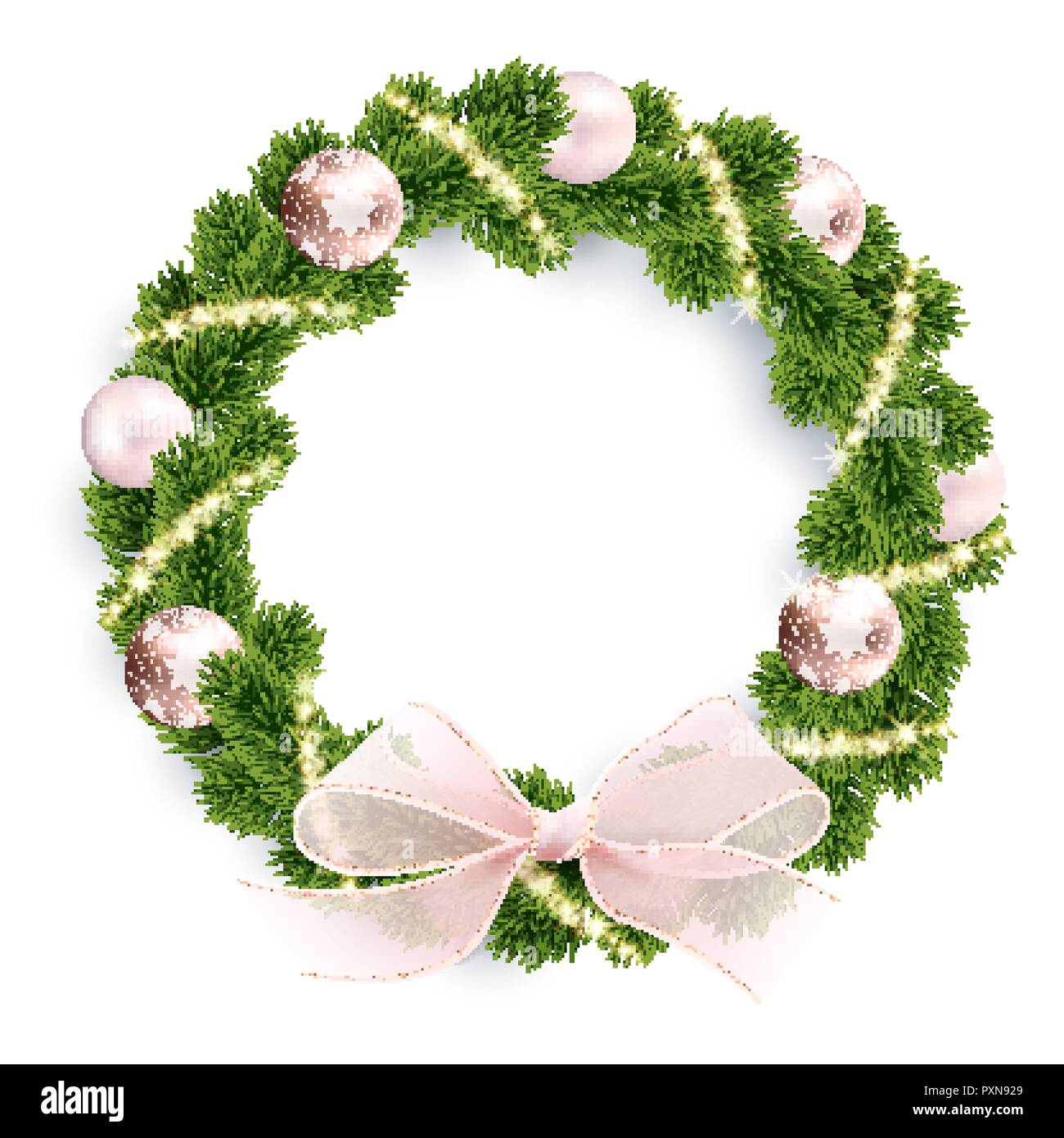 Wreath balls ribbon decoration Stock Vector Images - Alamy