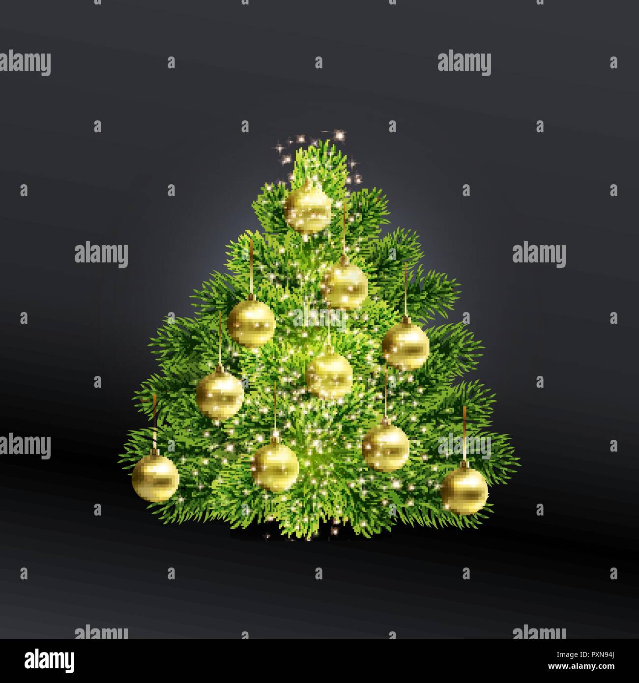 Illustration sparkling christmas tree Stock Vector Images - Alamy