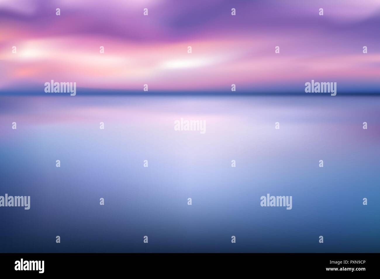 horizontal wide blue pink sky blurred background. Sunset and sunrise ...
