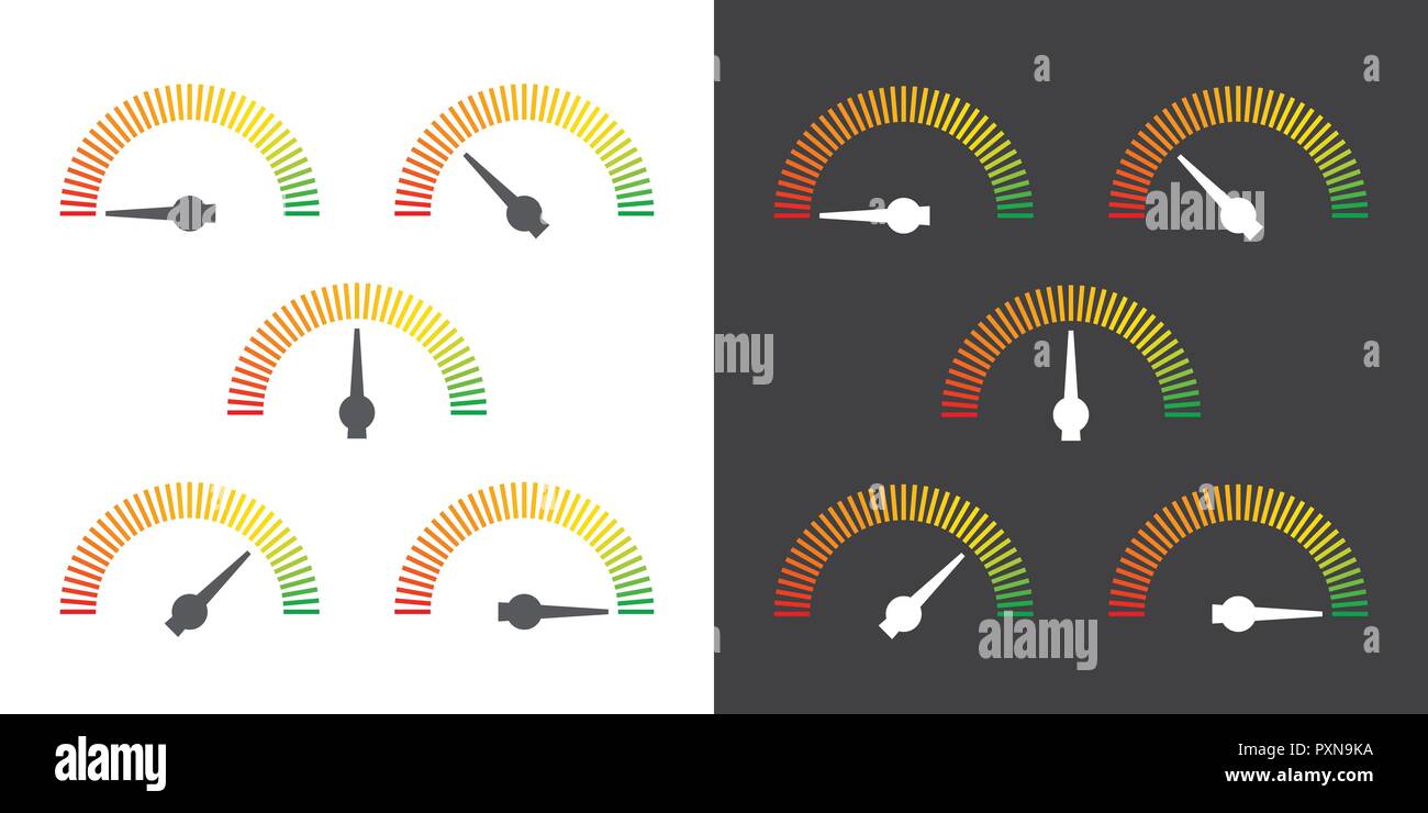 Meter signs infographic gauge element from red to green and green to ...