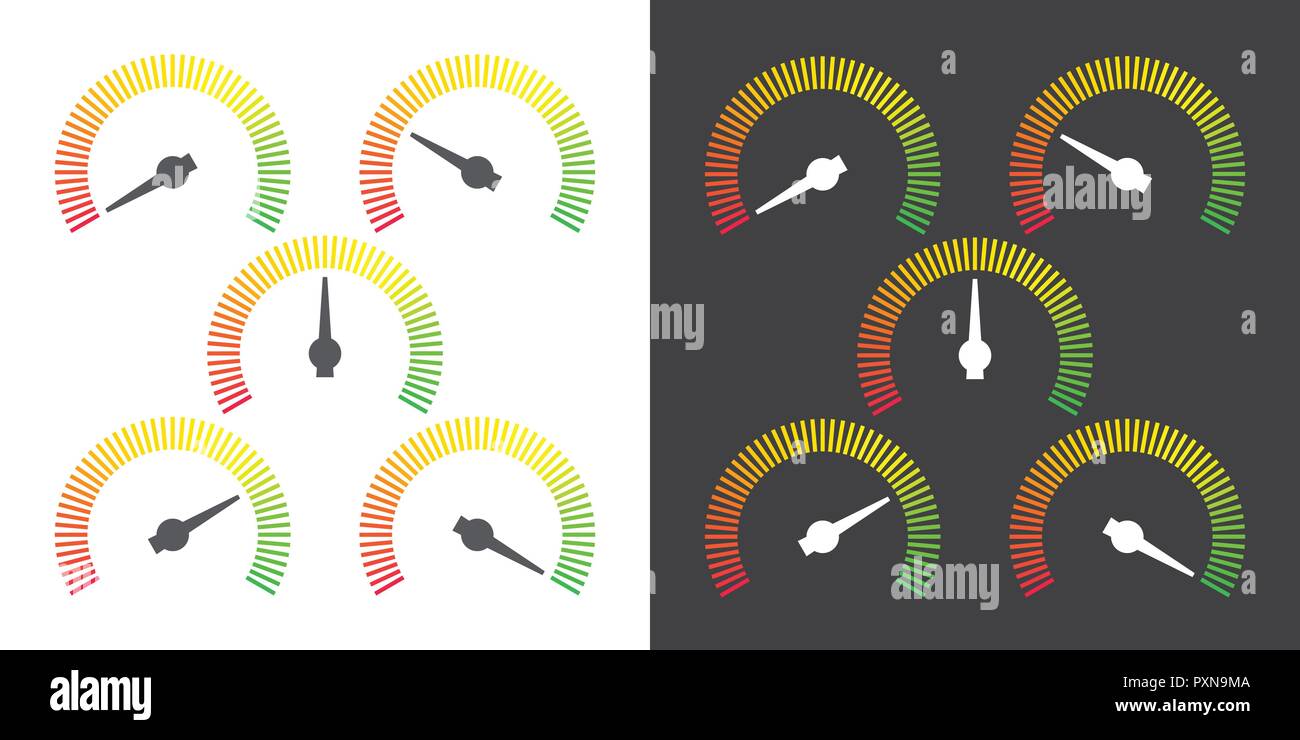 Meter signs infographic gauge element from red to green vector ...