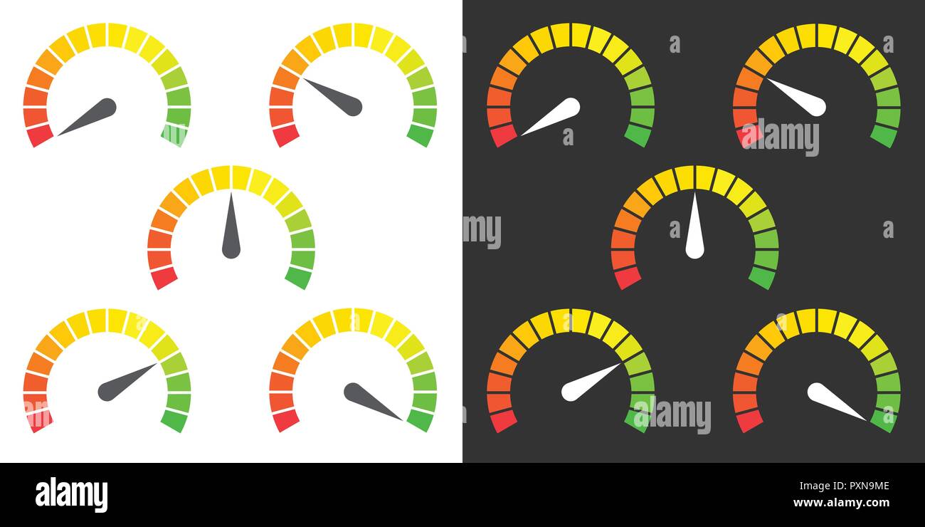 Meter signs infographic gauge element from red to green vector ...