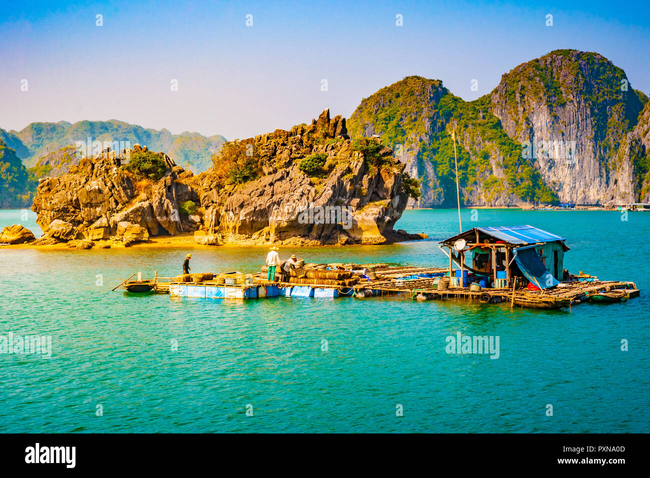Floating village in Halong Bay, Vietnam Stock Photo - Alamy