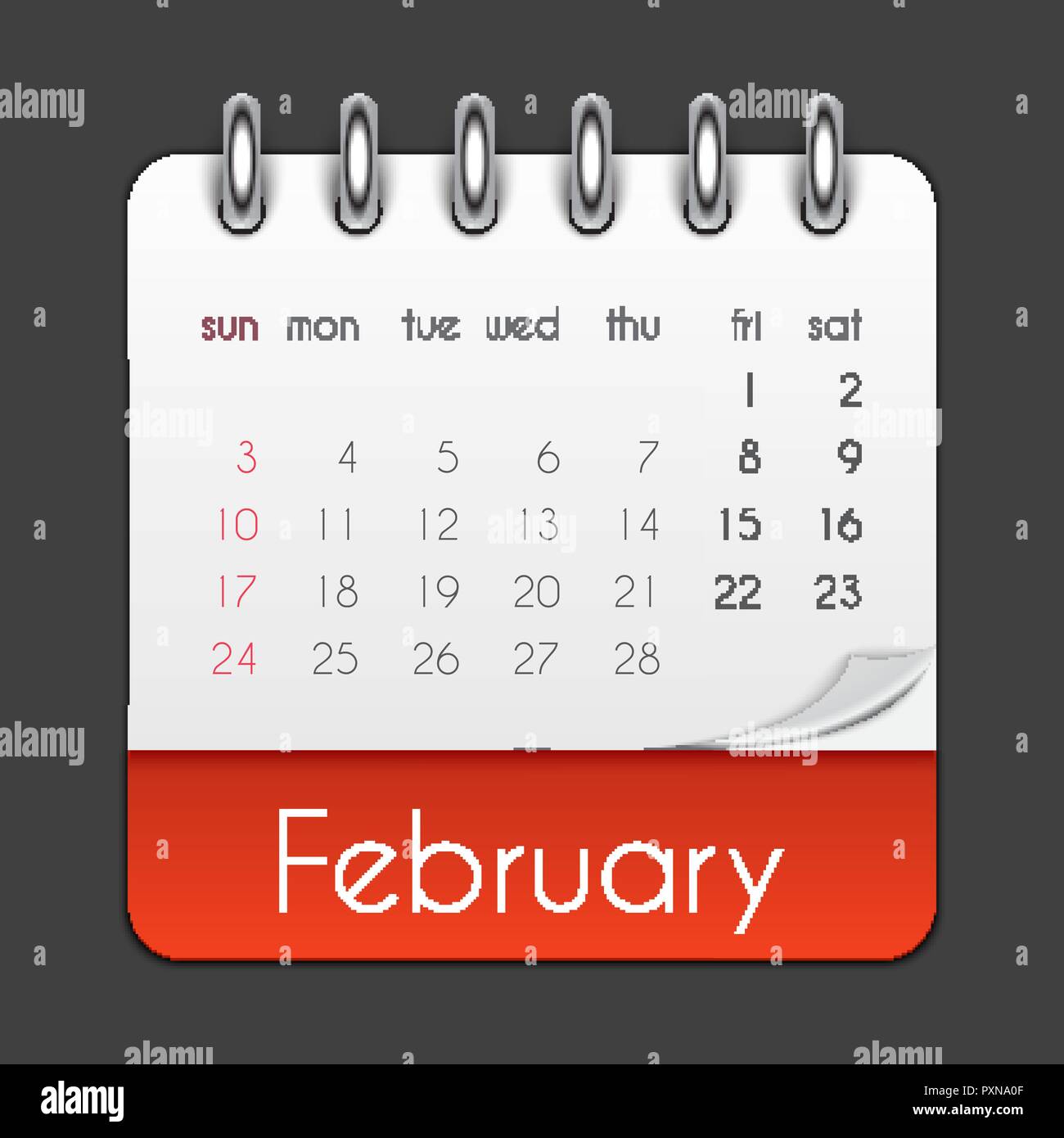 February 2019 Calendar Leaf Template Vector Illustration Stock Vector ...