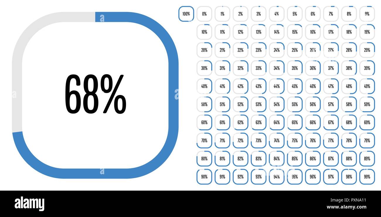 Set of rectangle percentage diagrams from 0 to 100 ready-to-use for web ...