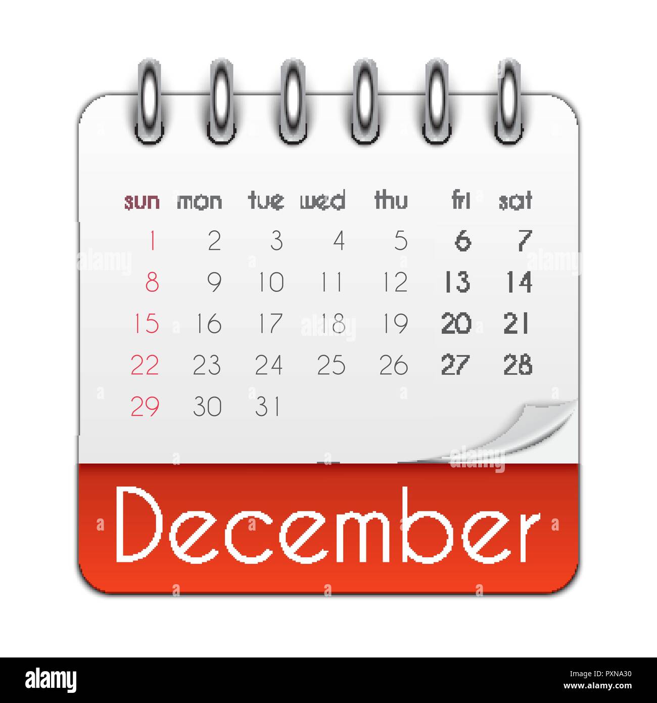 December 2019 Calendar Leaf Template Vector Illustration Stock Vector ...