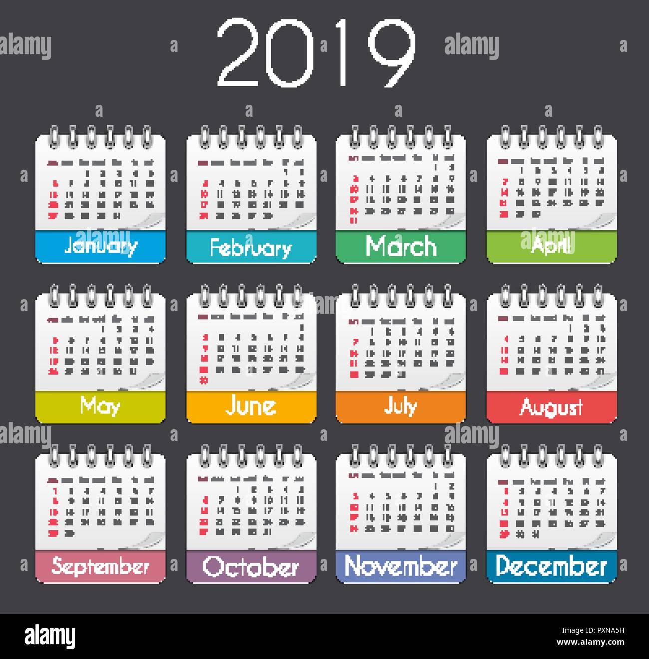 2019 Calendar Simple Calendar Template Classic Green New Year 2025