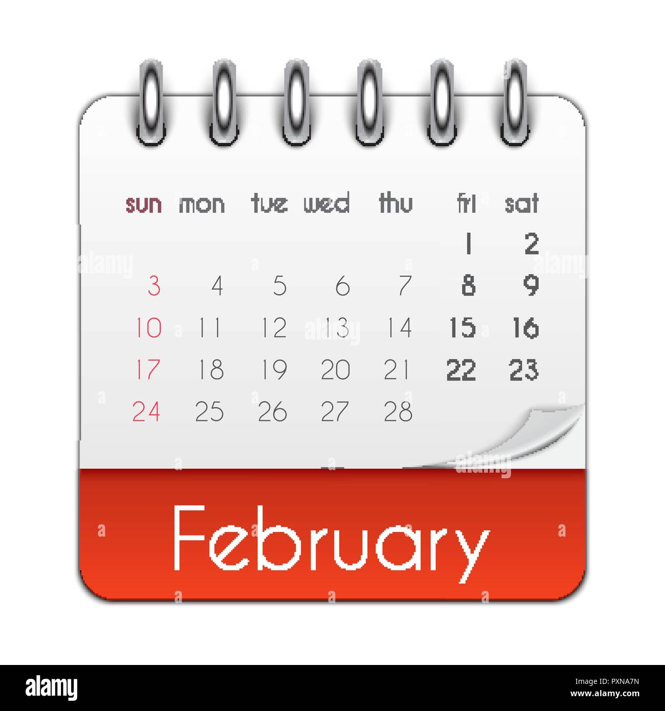 February 2019 Calendar Leaf Template Vector Illustration Stock Vector ...