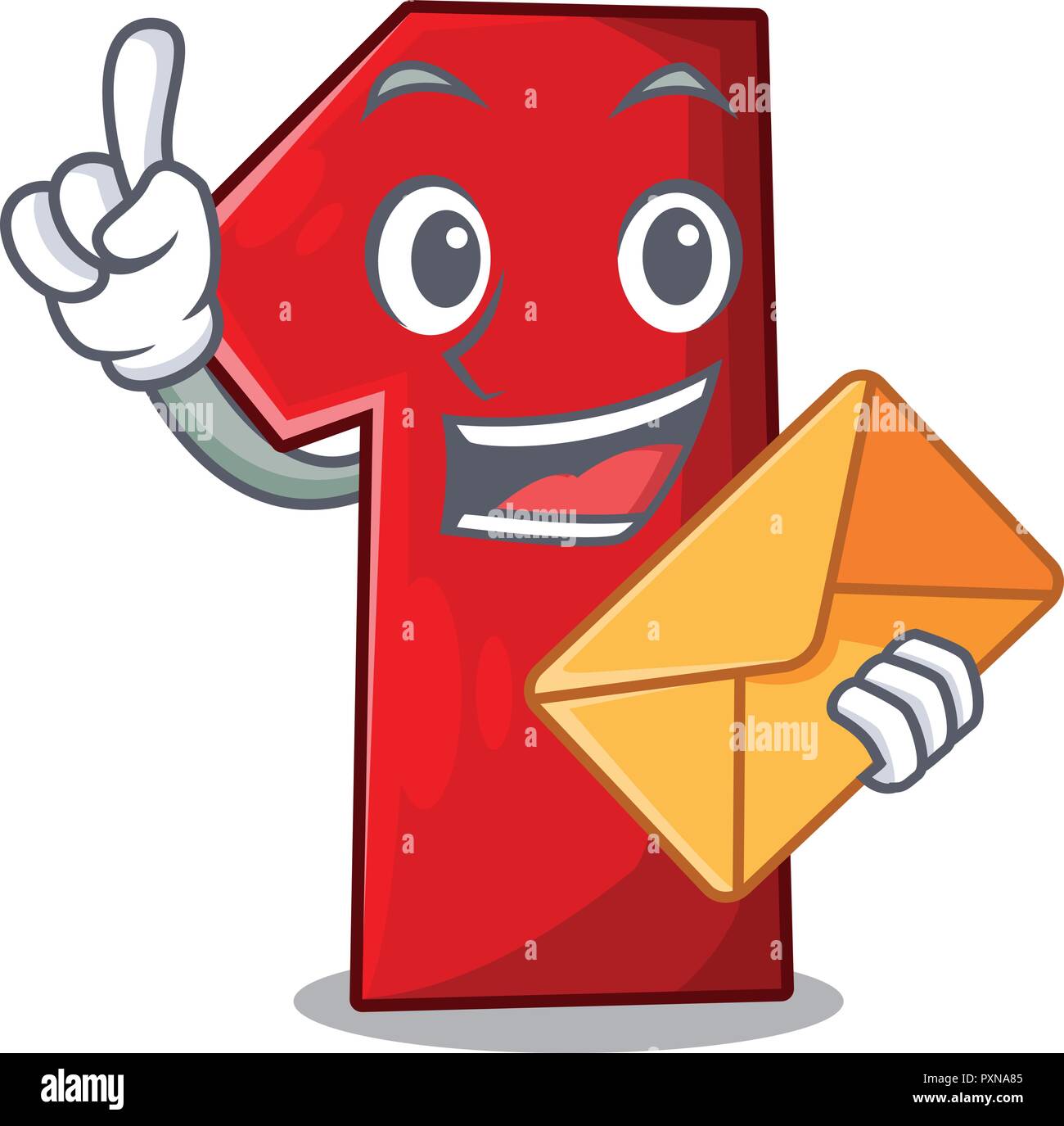 With envelope number one index finger on cartoon Stock Vector Image ...