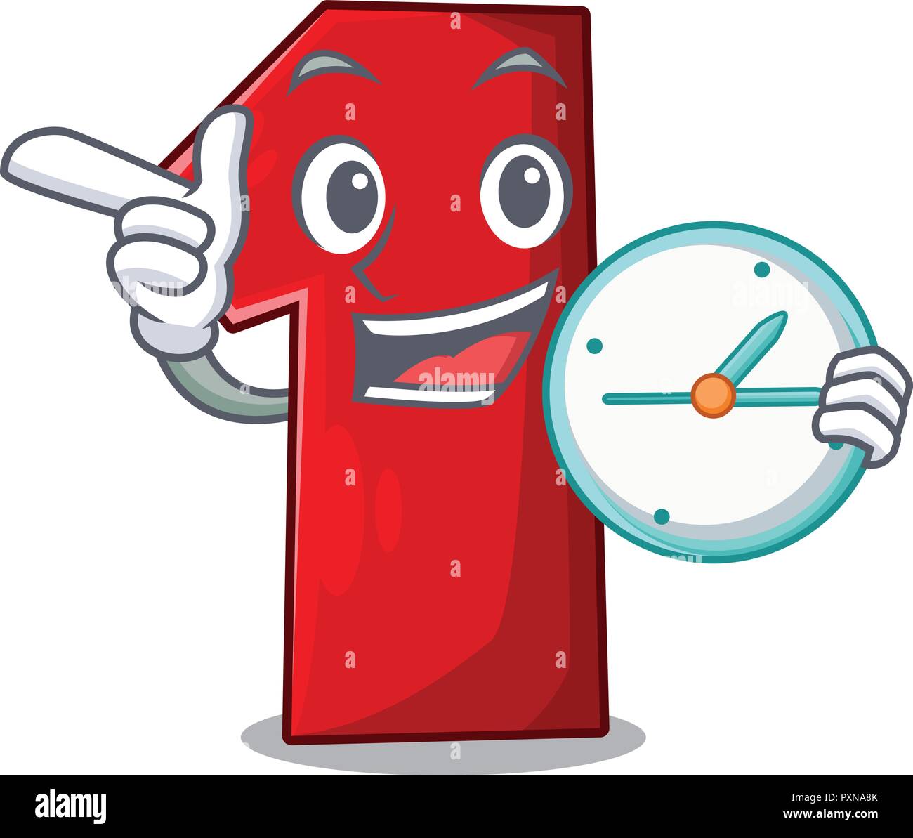 With clock number one index finger on cartoon Stock Vector Image & Art ...