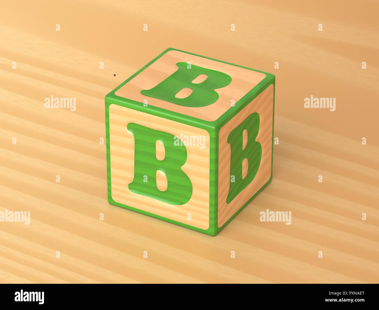 3d rendered angled view of a single green wooden toy alphabet block of ...