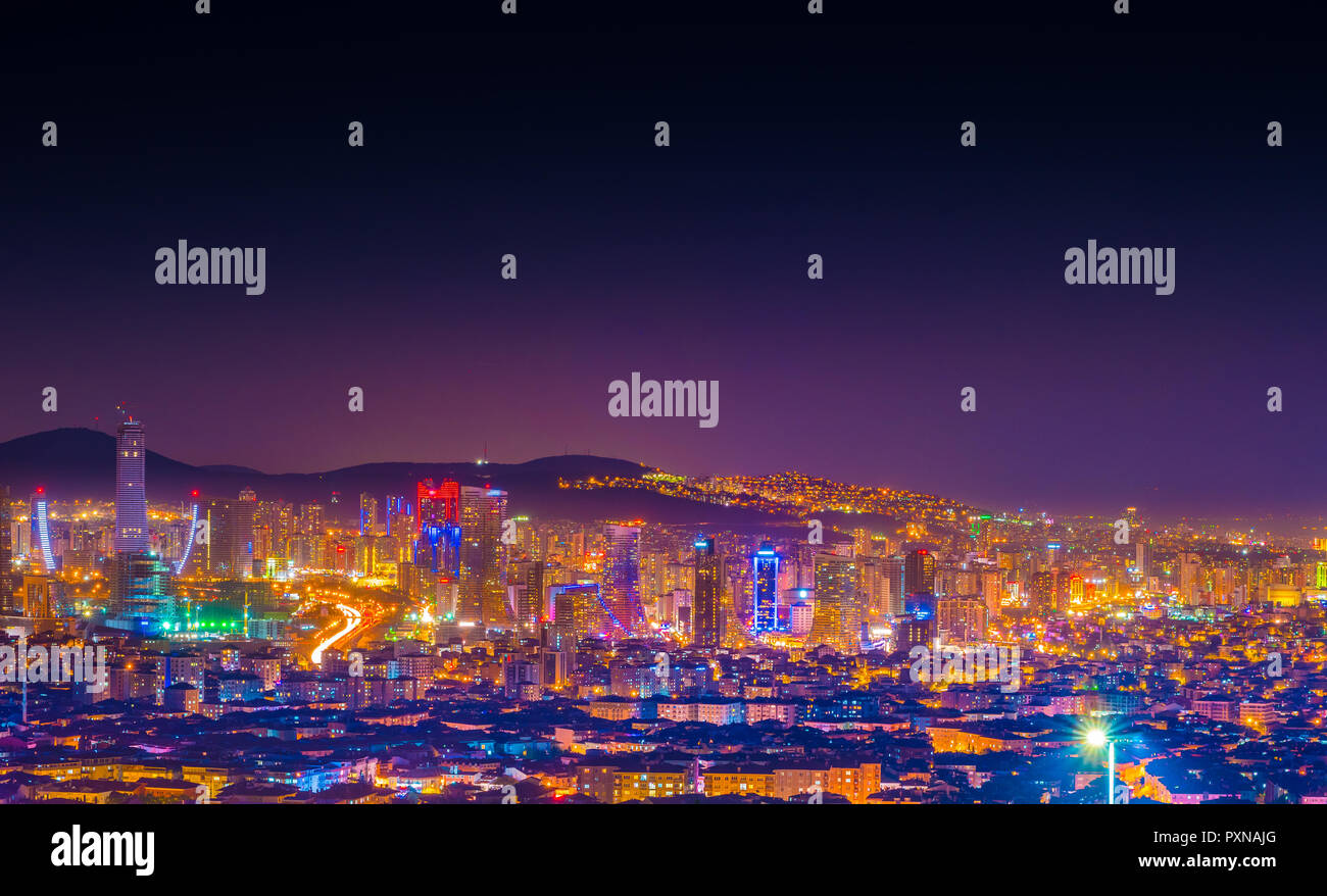 Istanbul city lights and bosphorus bridge Stock Photo - Alamy