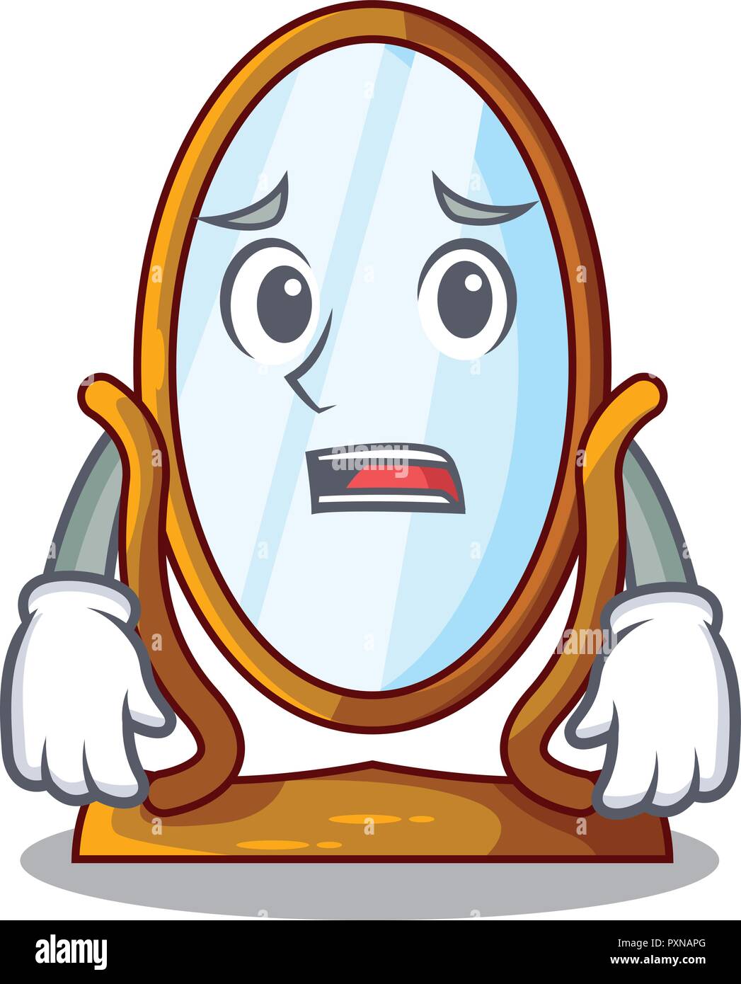 Afraid cartoon big antique mirror in frame Stock Vector Image & Art - Alamy