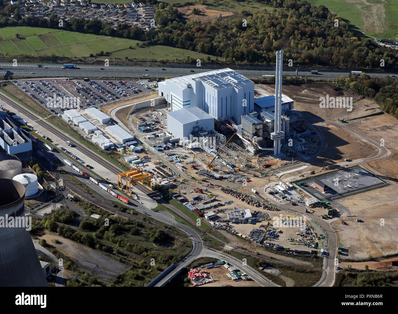 aerial view of a new power plant at Ferrybridge Power Station, West ...