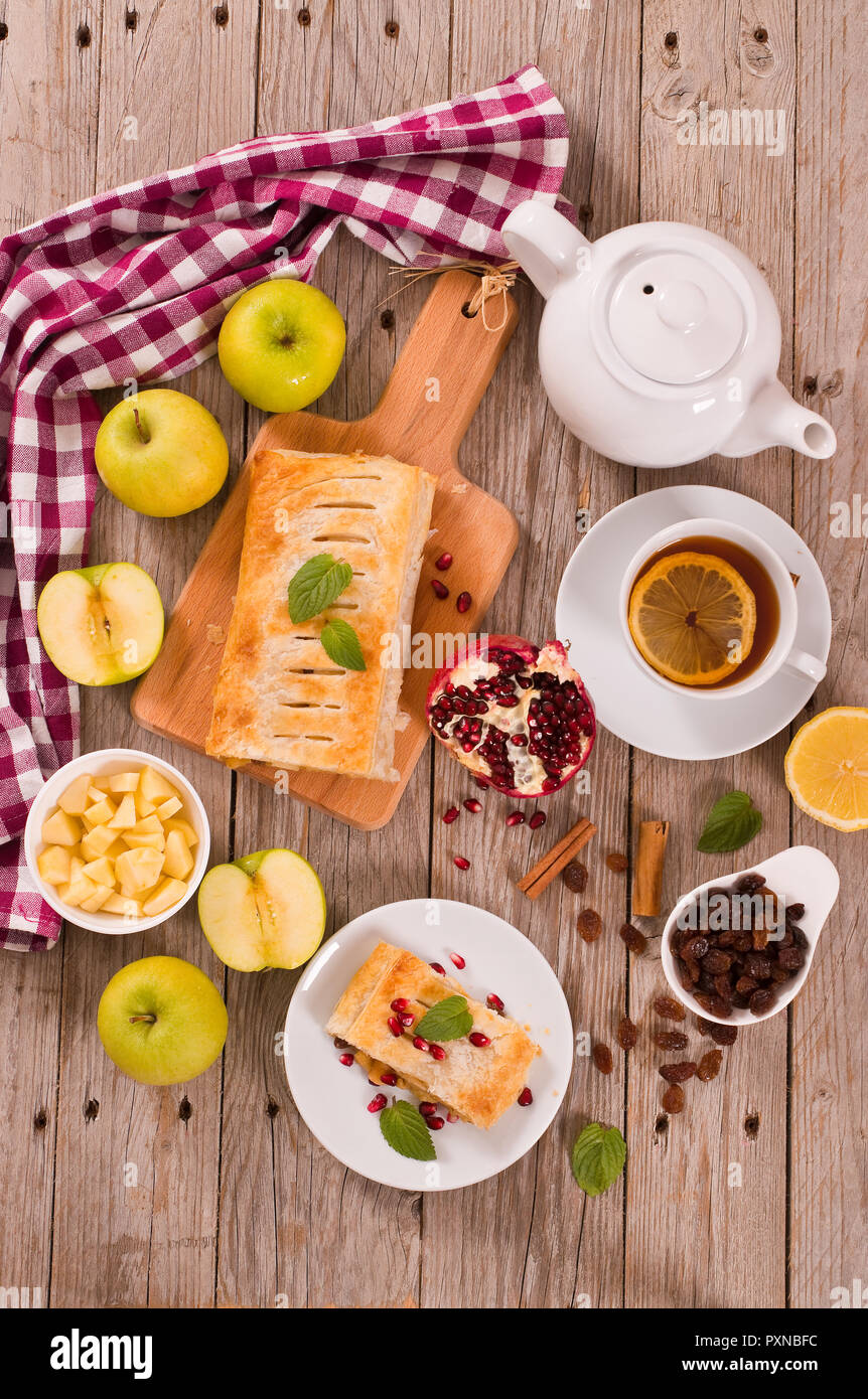 Apple strudel with pomegranate hi-res stock photography and images - Alamy