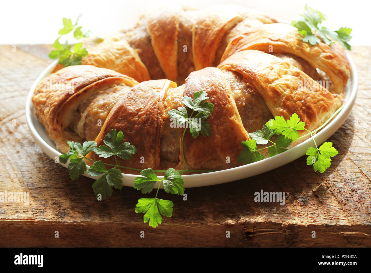 Meatloaf ring baked in pastry Stock Photo - Alamy