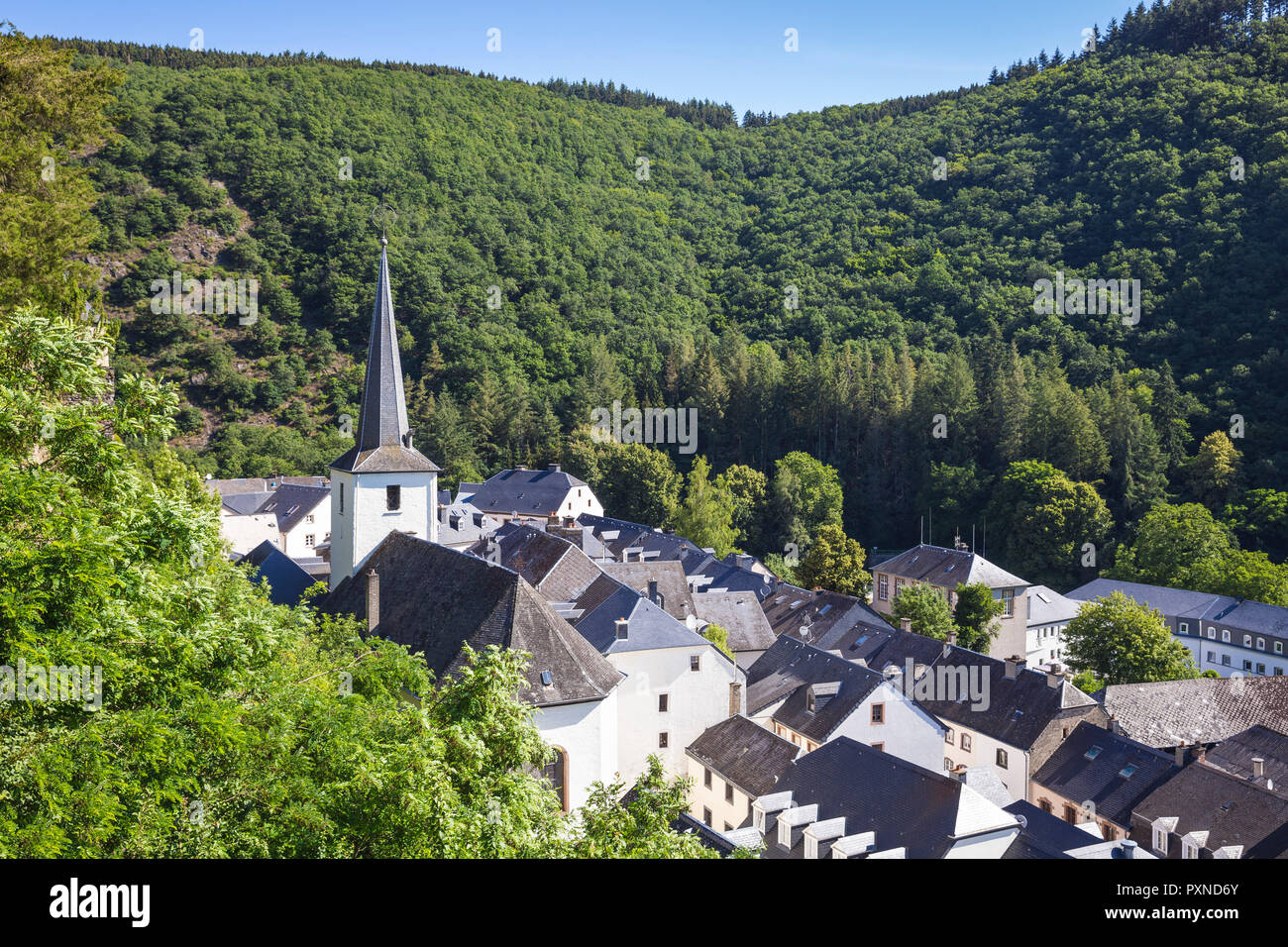 Luxembourg, Esch-sur-Sure, View of Esch-sur-Sure Stock Photo - Alamy