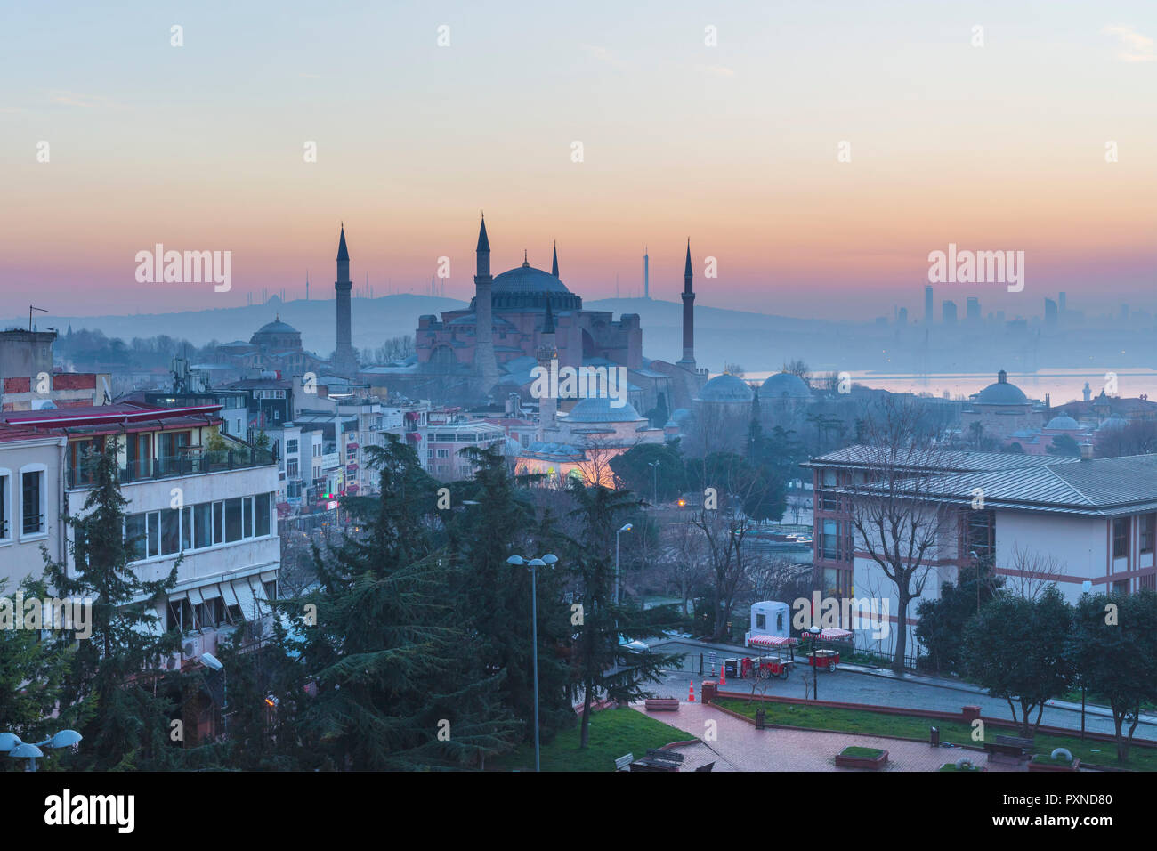 Sunrise cityscape with Hagia Sophia, Ayasofya, Istanbul, Turkey Stock ...