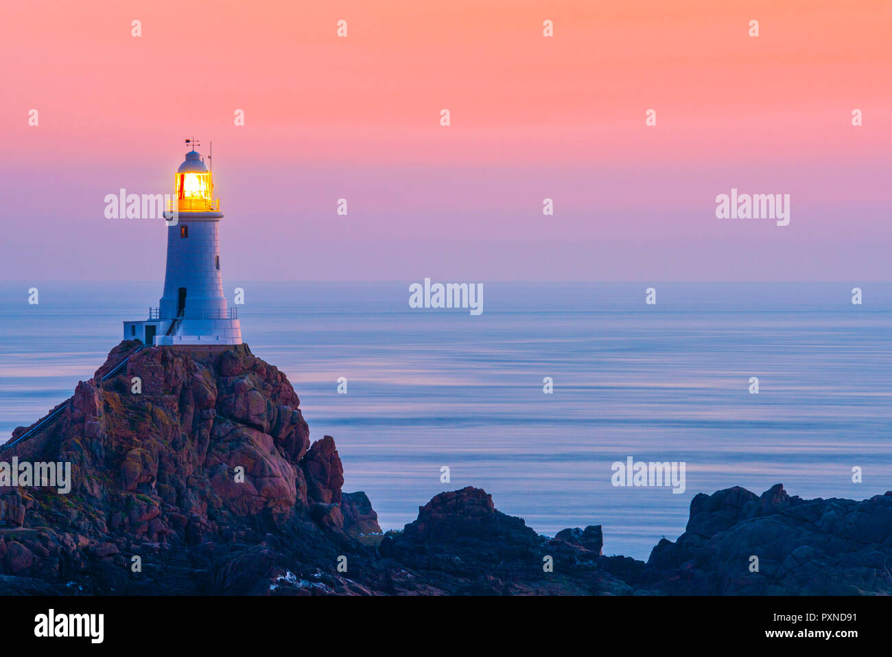 United Kingdom, Channel Islands, Jersey, Corbiere Lighthouse Stock ...