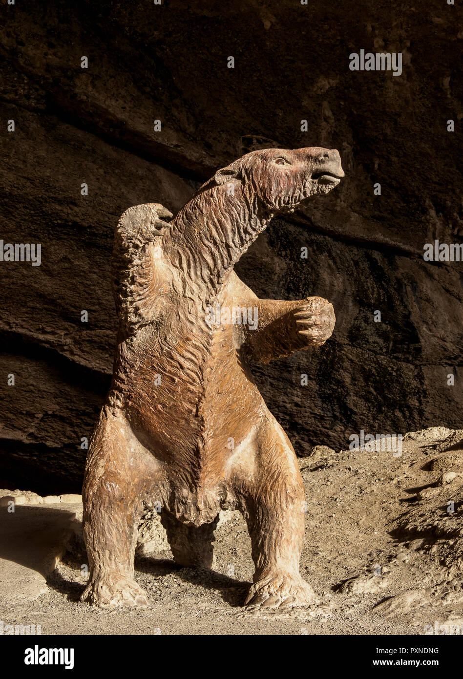 Statue of Mylodon, Cueva del Milodon Natural Monument, Puerto Natales ...