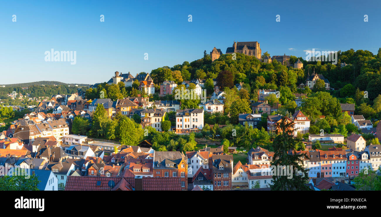 View of Landgrafenschloss and town, Marburg, Hesse, Germany Stock Photo ...