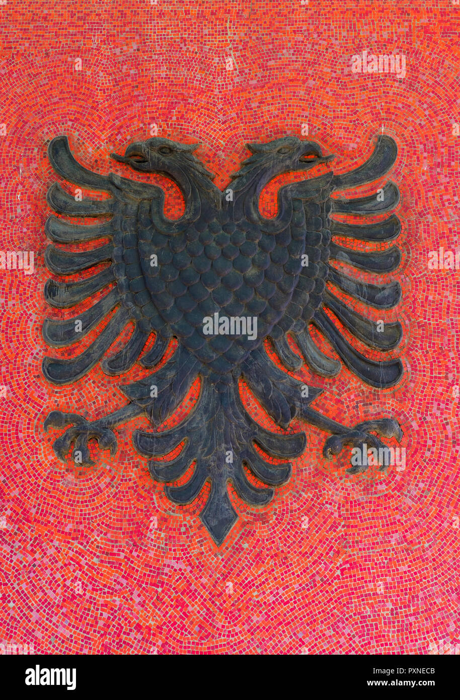 Albania, Lezhe, heraldic animal, double eagle Stock Photo - Alamy