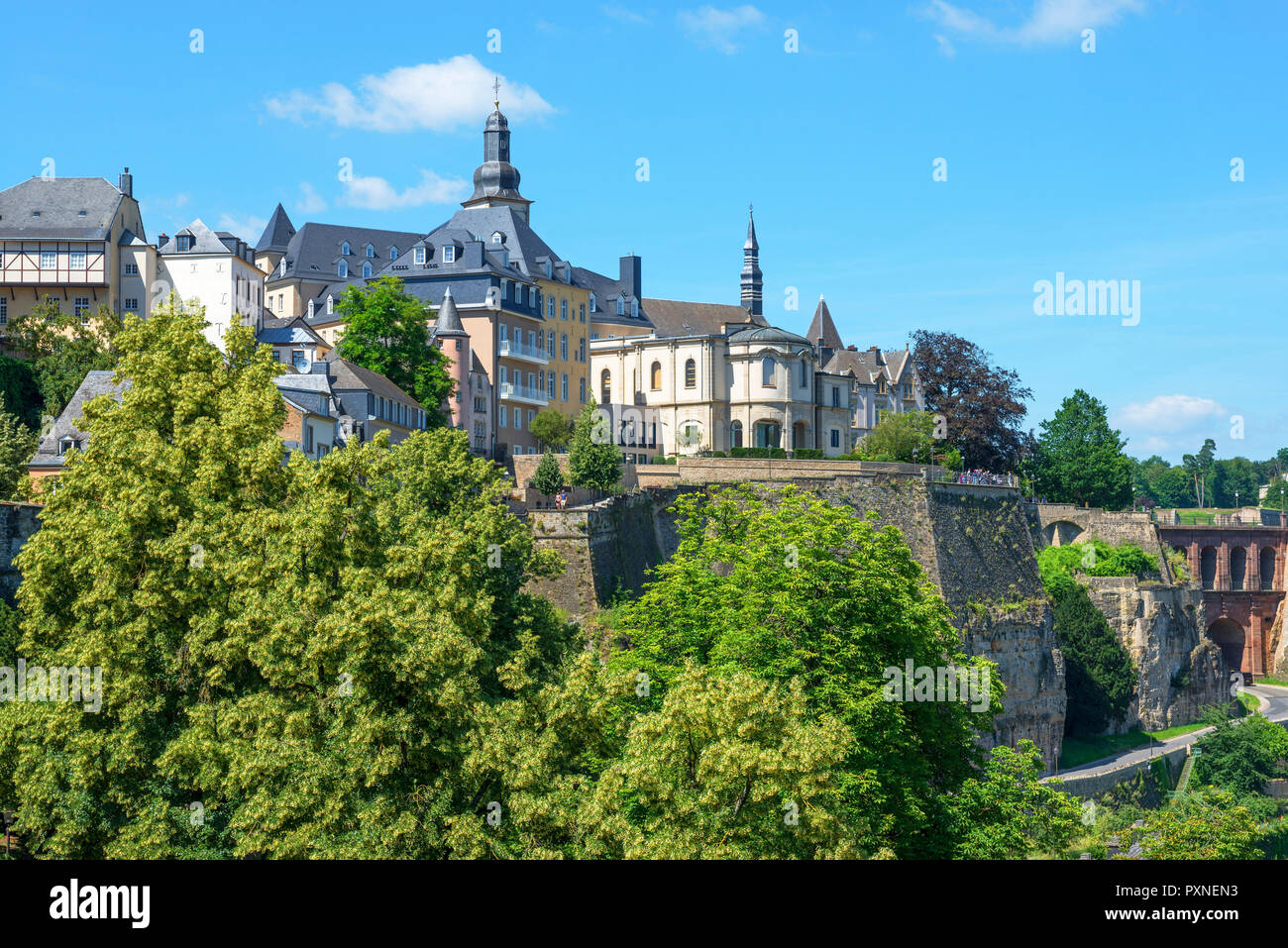 Alzette valley with Eglise St. Michel, Luxembourg Stock Photo - Alamy