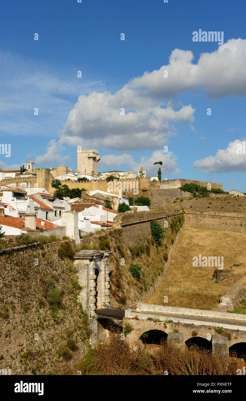 The medieval walled city of Estremoz. Alentejo, Portugal Stock Photo ...