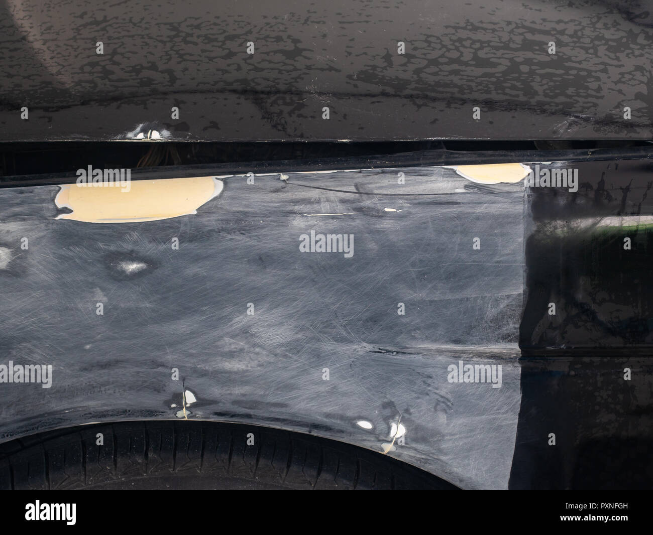 Crack and peel color on car be rubbed for fixing, texture of scratch on ...