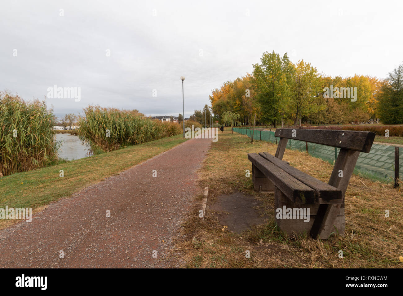 Empty park bench fall colors hi-res stock photography and images - Alamy