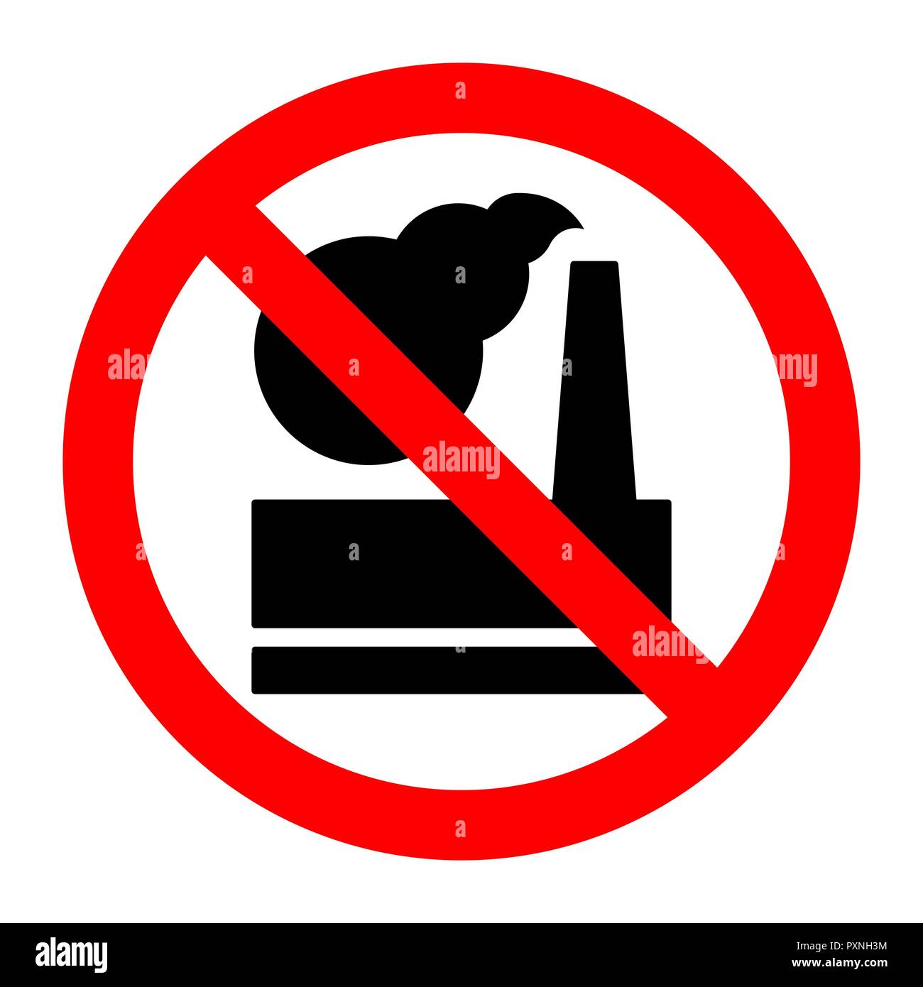 Plant harmful emissions into atmosphere stop forbidden prohibition sign ...