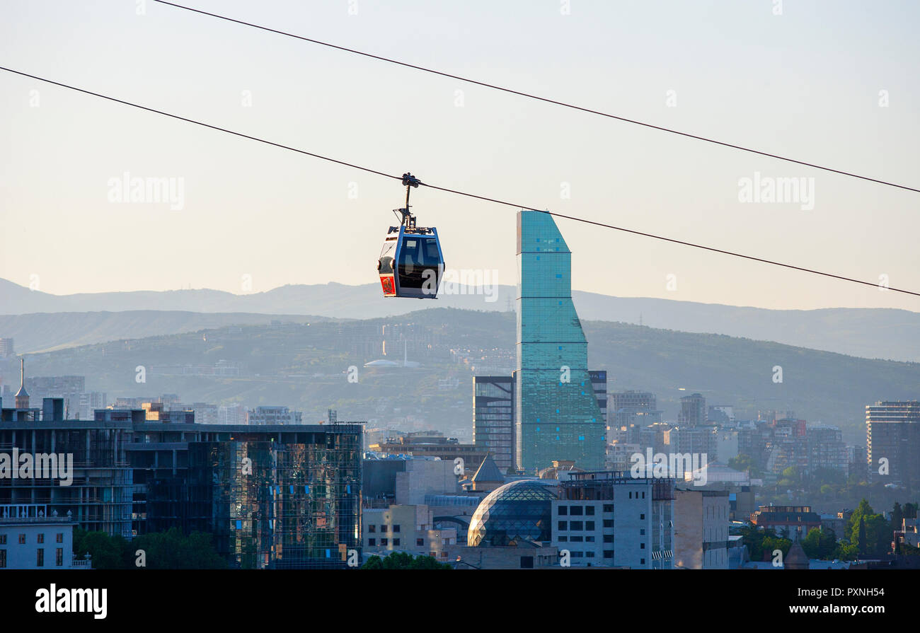 Georgia, Tbilisi, Cable car over old town Stock Photo - Alamy