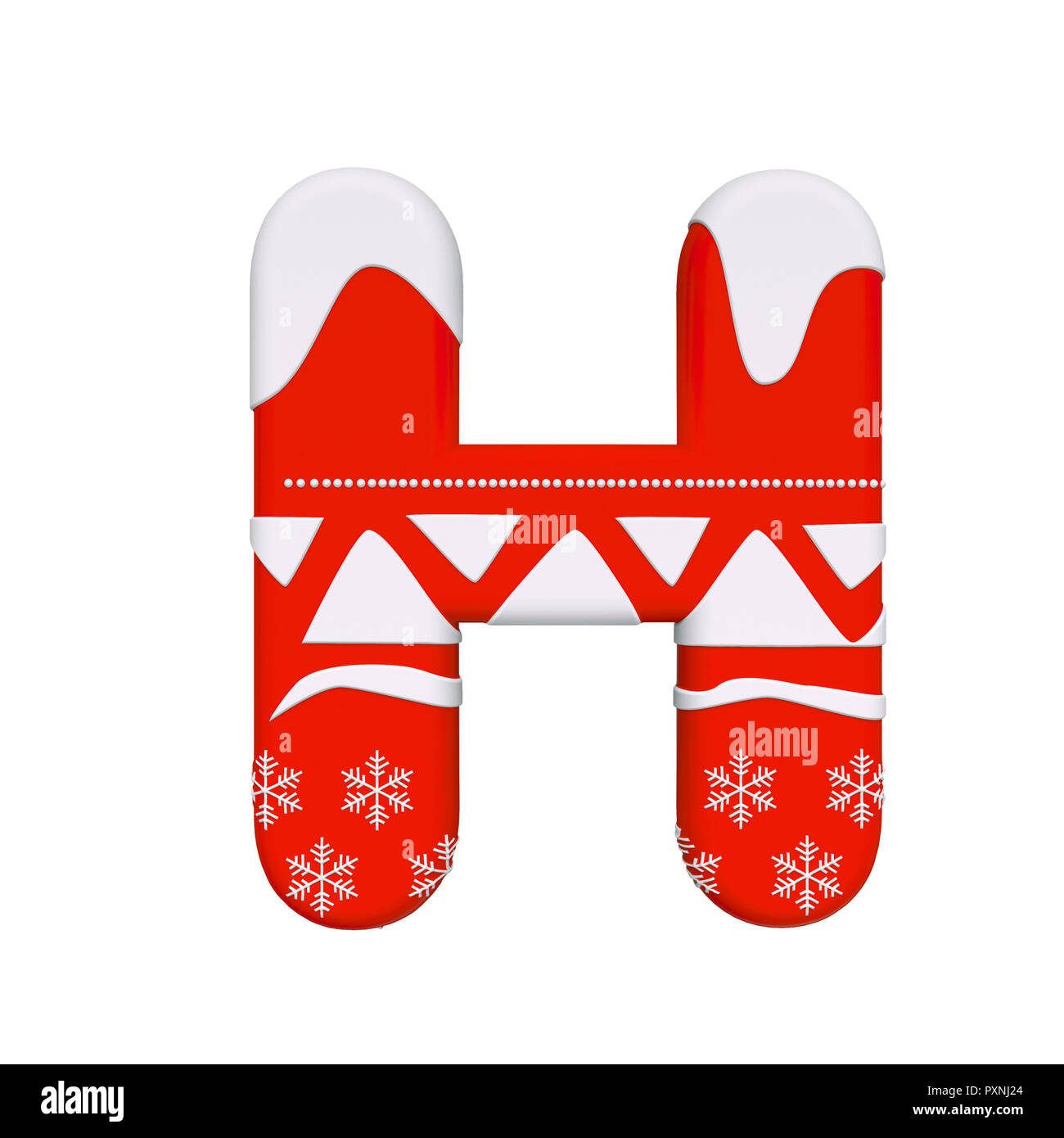 Christmas letter H - Upper-case 3d Santa Xmas font isolated on white ...
