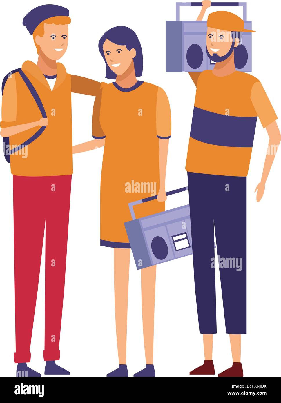 Friends listen music cartoons Stock Vector Image & Art - Alamy