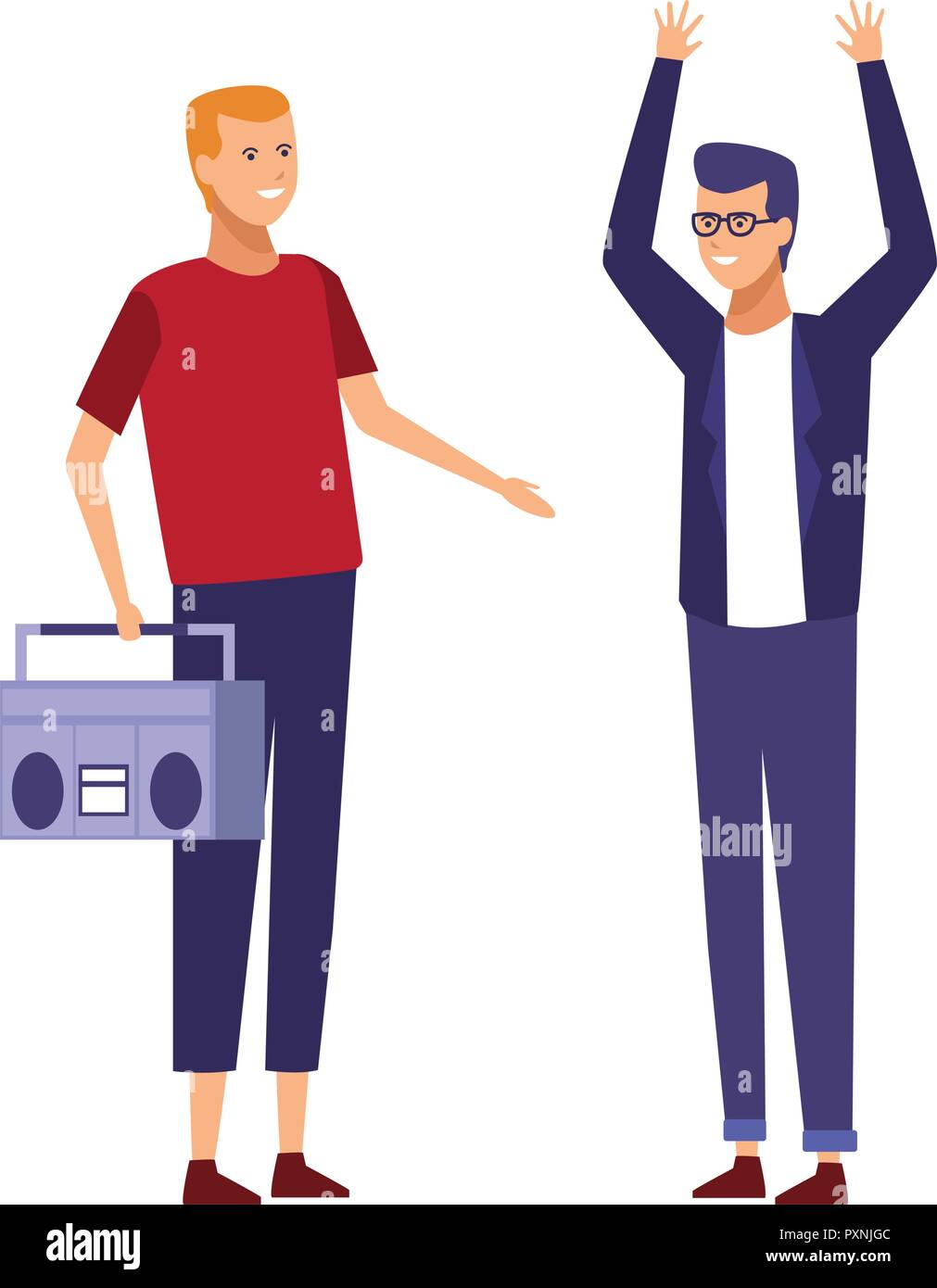 Friends listen music cartoons Stock Vector Image & Art - Alamy