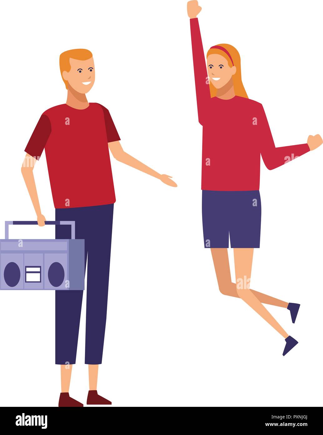 Friends listen music cartoons Stock Vector Image & Art - Alamy