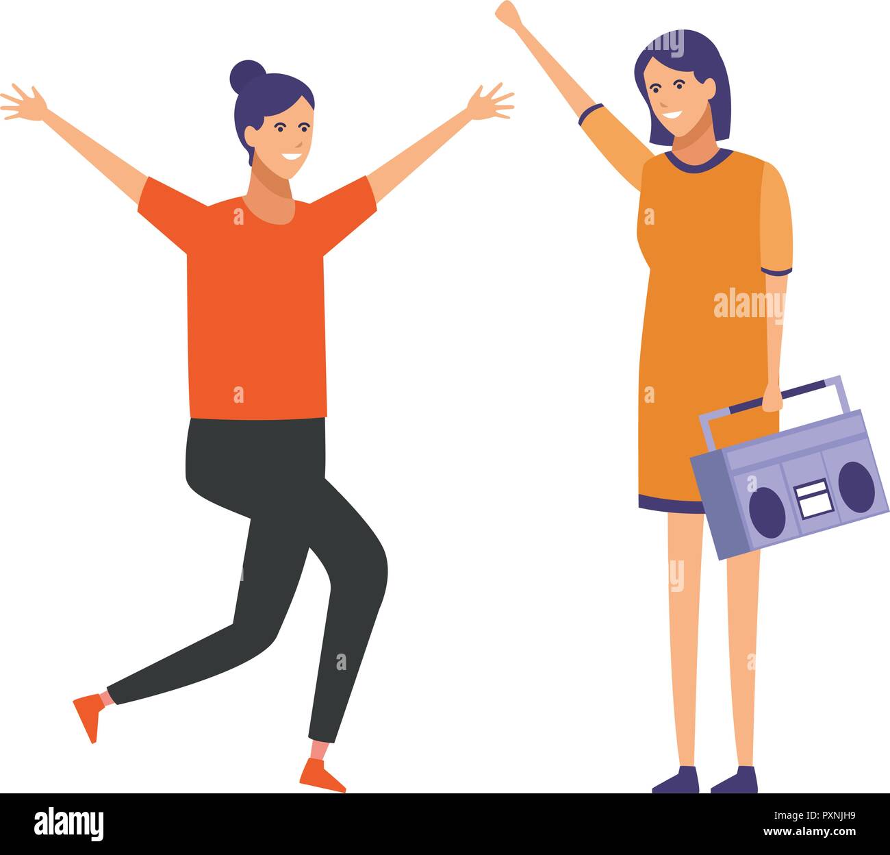 Friends listen music cartoons Stock Vector Image & Art - Alamy