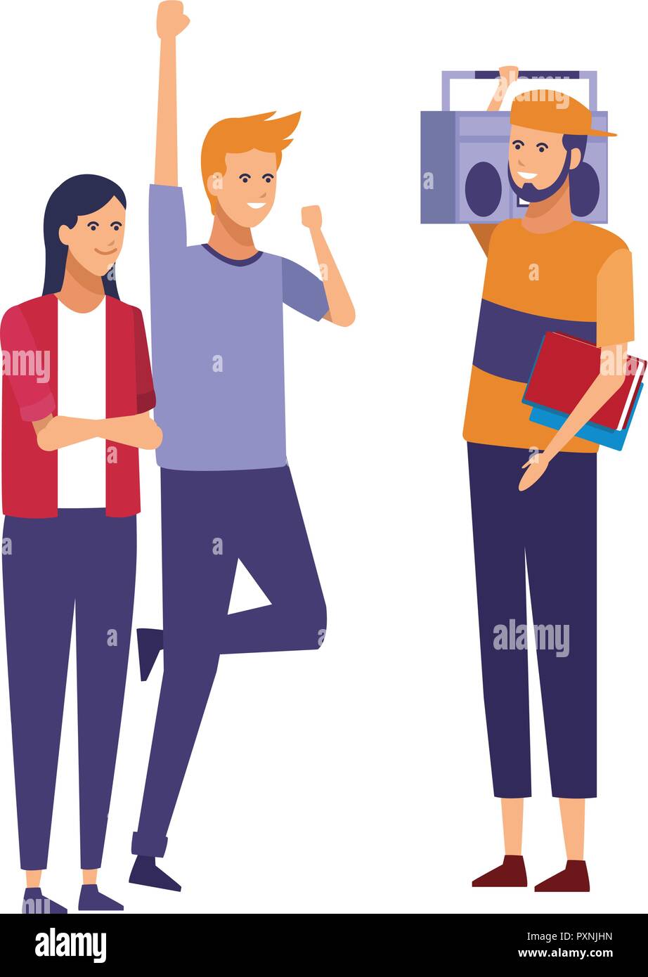 Friends listen music cartoons Stock Vector Image & Art - Alamy