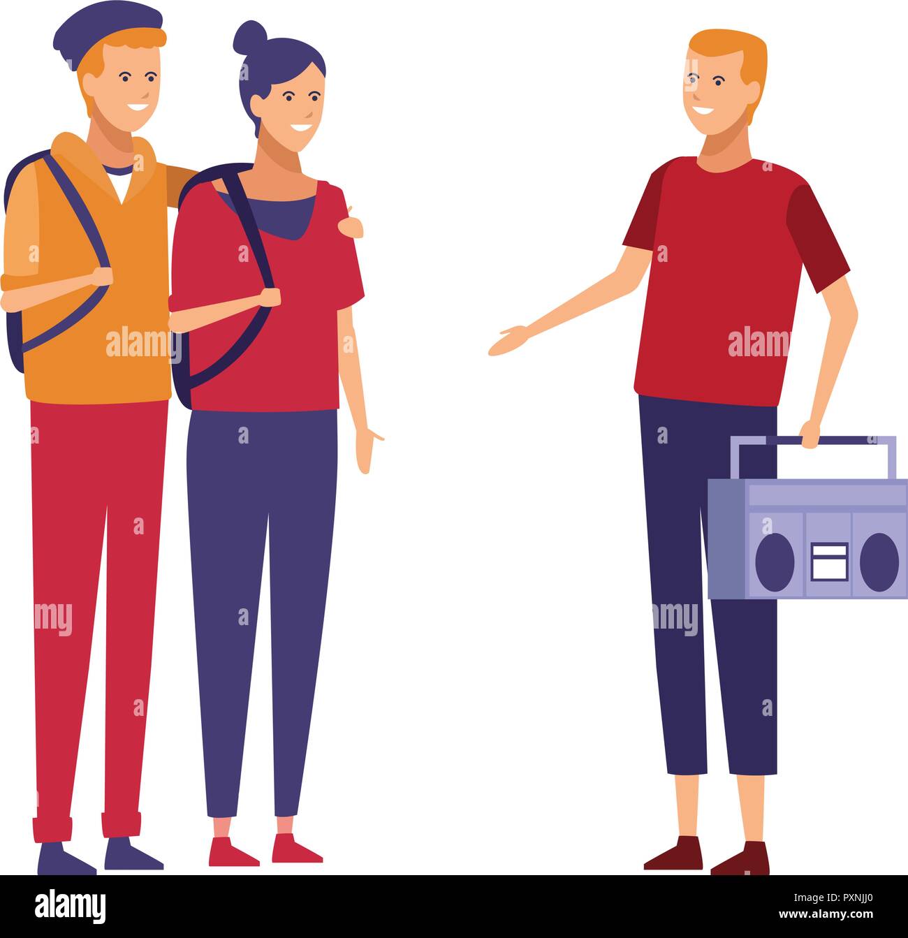 Friends listen music cartoons Stock Vector Image & Art - Alamy