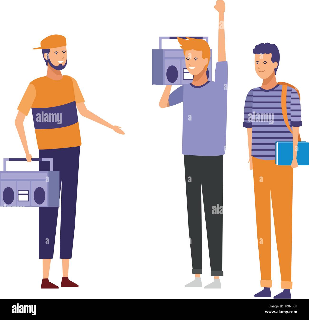 Friends listen music cartoons Stock Vector Image & Art - Alamy