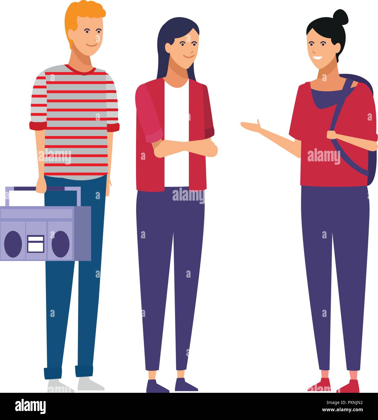 Friends listen music cartoons Stock Vector Image & Art - Alamy