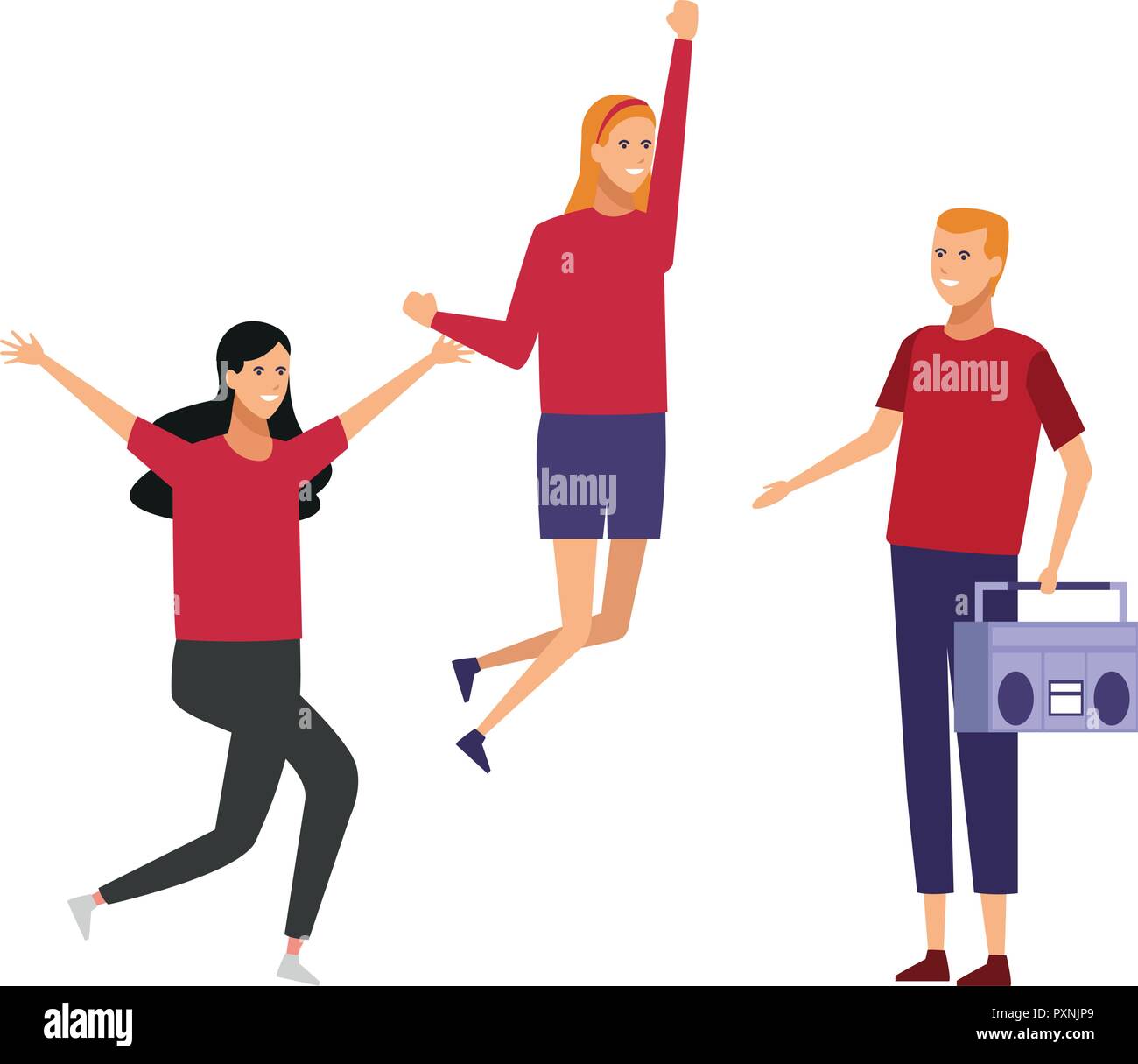 Friends listen music cartoons Stock Vector Image & Art - Alamy