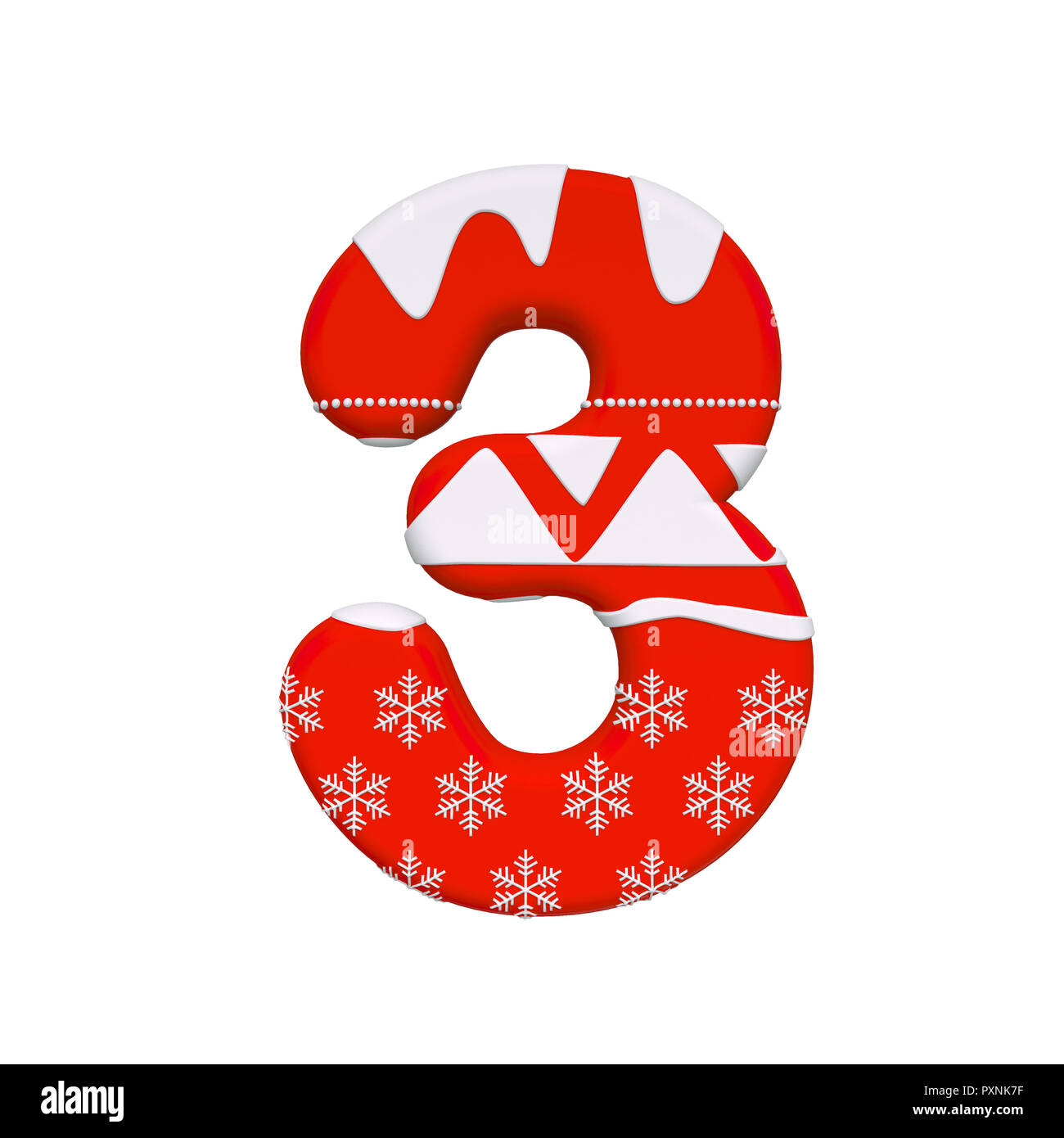 Christmas number 3 - 3d Santa Xmas digit isolated on white background ...